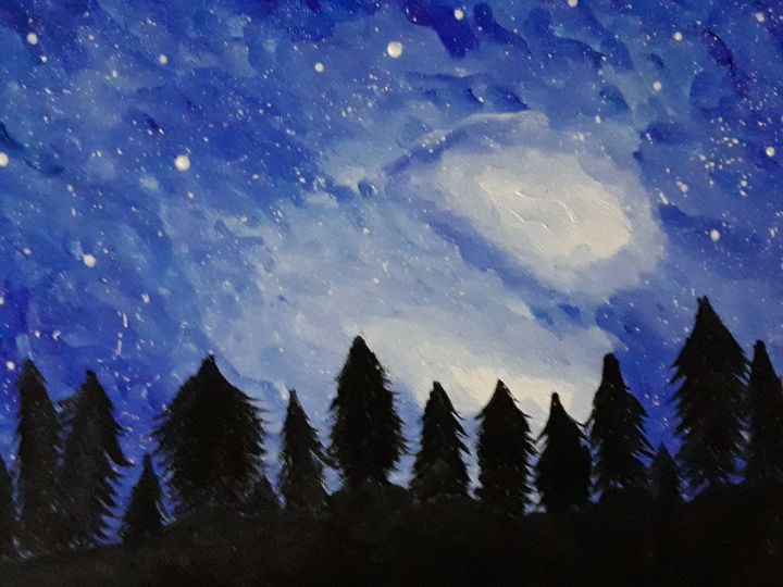 Starry Night - prema_paintings - Paintings & Prints, Landscapes & Nature, Skyscapes, Night Sky ...