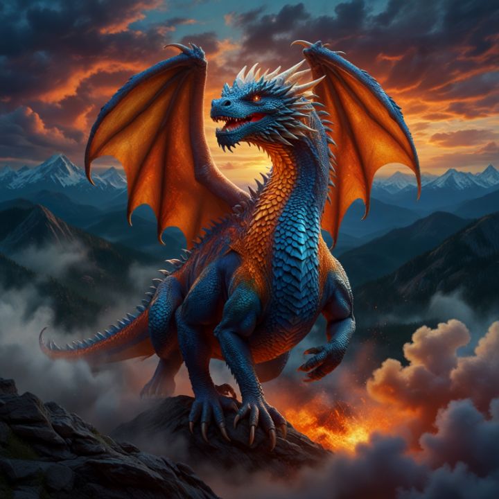 Mountain Dragon - David Curtis - Drawings & Illustration, Fantasy & Mythology, Magical, Dragons ...