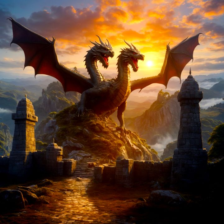 Two Headed Dragon - David Curtis - Drawings & Illustration, Fantasy ...