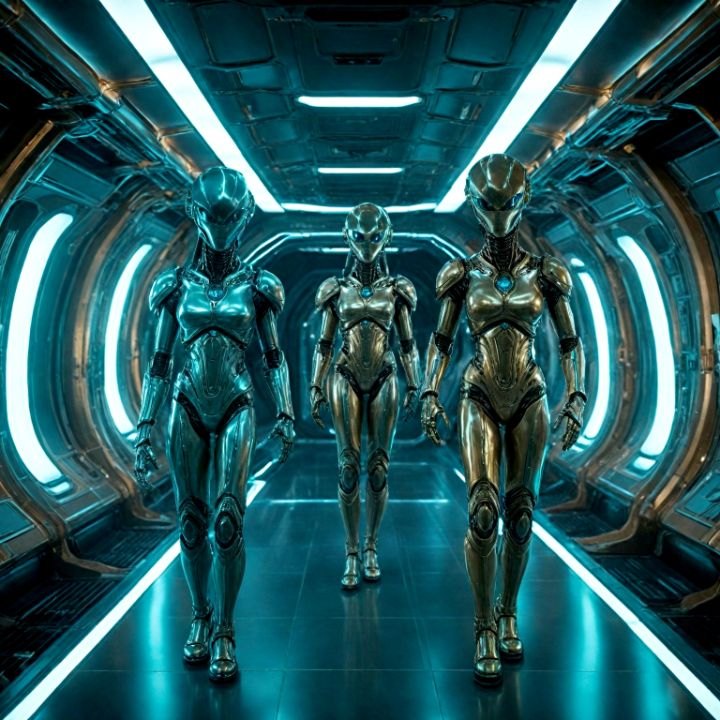 Three Female Androids - David Curtis - Drawings & Illustration, Fantasy ...