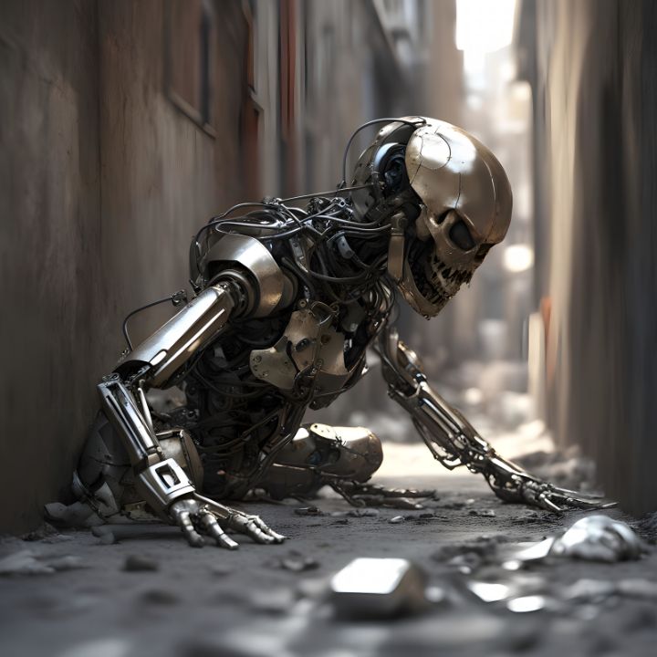 Abandoned Broken Cyborg - David Curtis - Digital Art & AI, Fantasy ...