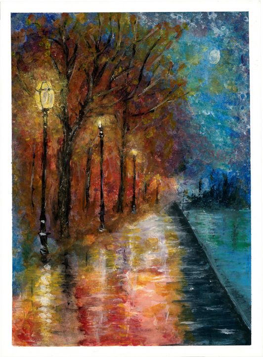 Lamplight Lane #2 - Visual Designs - Paintings & Prints, Landscapes ...