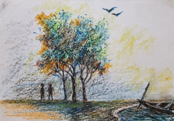 An evening stroll - Pranjal's world - Paintings & Prints, Landscapes ...