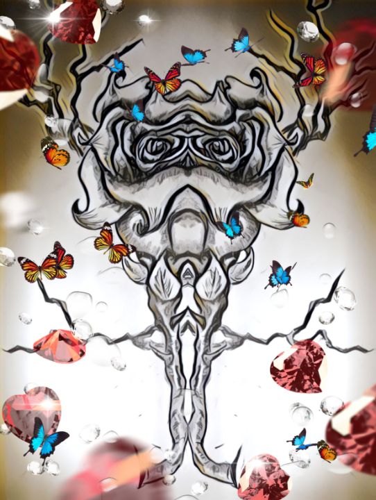 Double roses - Y-NOT ART - Drawings & Illustration, Flowers, Plants ...