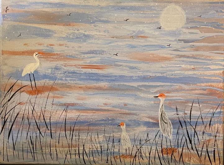 Swamp Birds - Art Paintings By Charlie - Paintings & Prints, Animals ...
