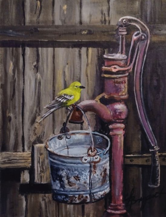Hand Pump and Bird - Jackie Bryant's Art - Paintings & Prints, Animals ...