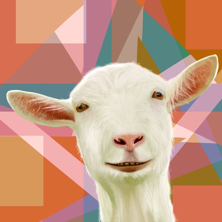 Cute White Goat Face Colorful - Suneldesigns - Digital Art & AI ...