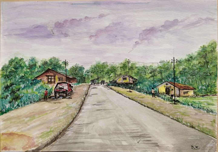 way to Goa water colour - Saxena DK - Paintings & Prints, Landscapes ...