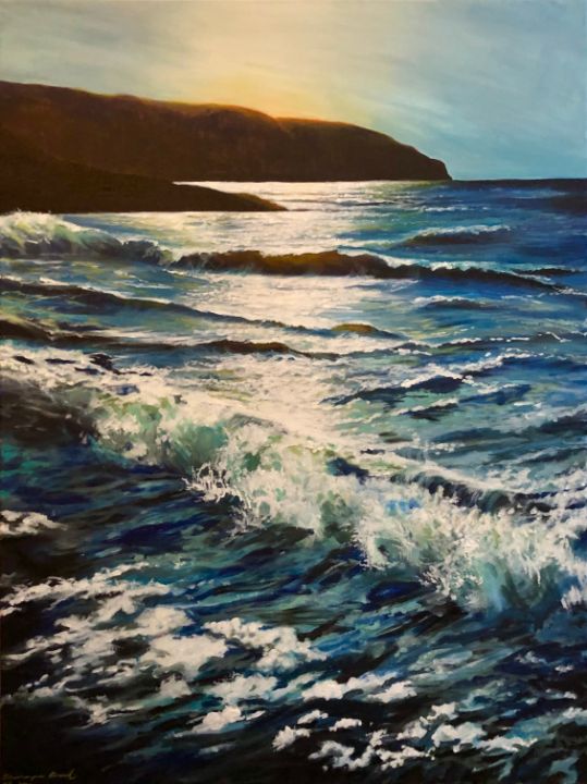 Ocean at dusk - Chemayne Kraal - Paintings & Prints, Landscapes ...