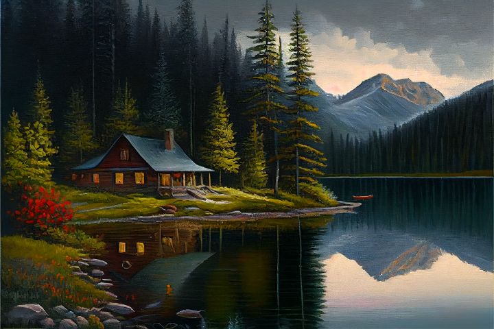 A picturesque lakeside scene - Random Arts For You - Paintings & Prints ...