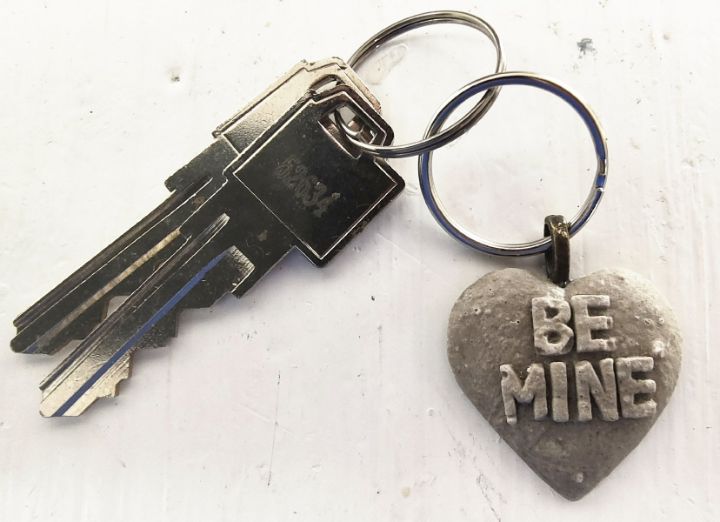 Be Mine Heart Keychain - natural - Jeffrey Todd Moore - Glass ...