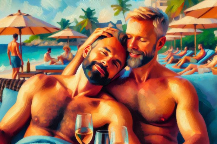 Gay Resort 3 - John & Marc - Art By Michael - LGBTQ Art - Paintings & Prints, People & Figures ...
