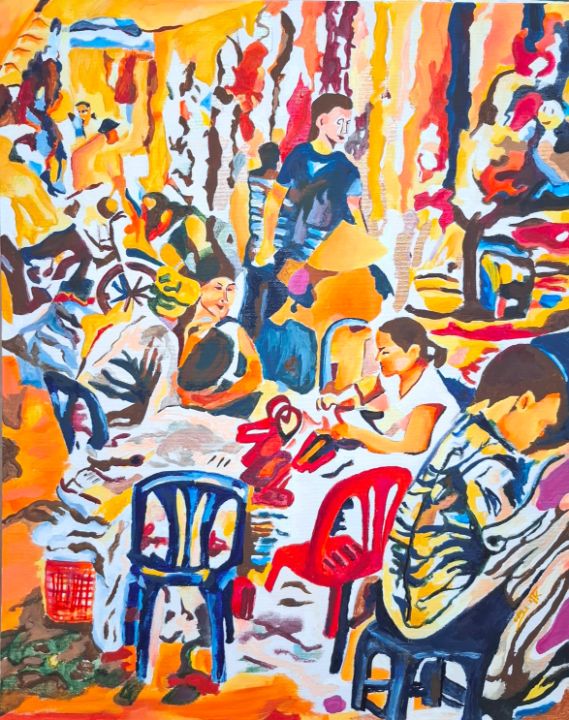 Market - Eli Gross Art - Paintings & Prints, Abstract, Figurative - ArtPal