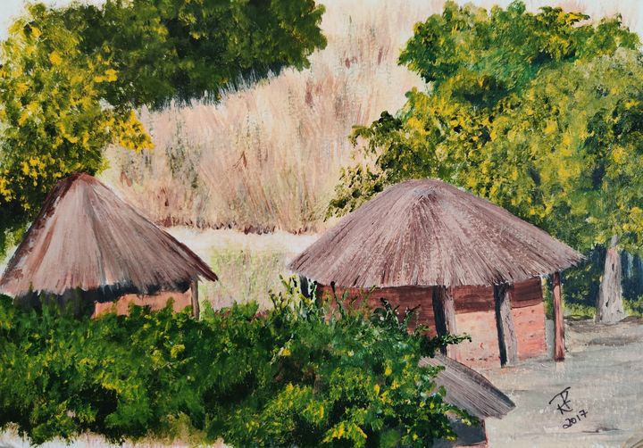 African huts - Rosanne's art - Paintings & Prints, Landscapes & Nature ...
