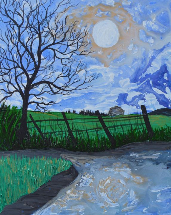 Slanted Fence - Marigrace Zito - Paintings & Prints, Landscapes ...