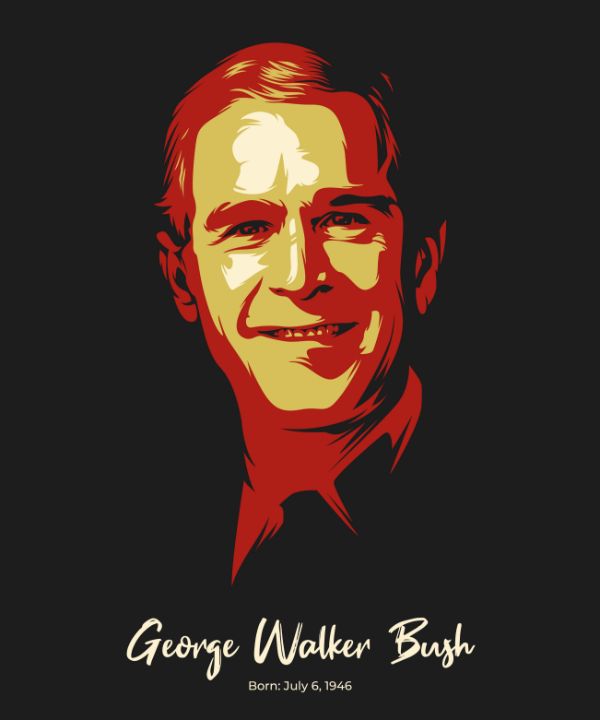 George Bush Portrait - Vectorku Studio - Drawings & Illustration ...