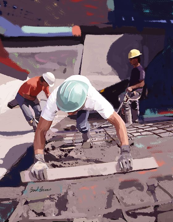 Cement and Rebar - Construction Fine Art - Paintings & Prints, Vehicles ...