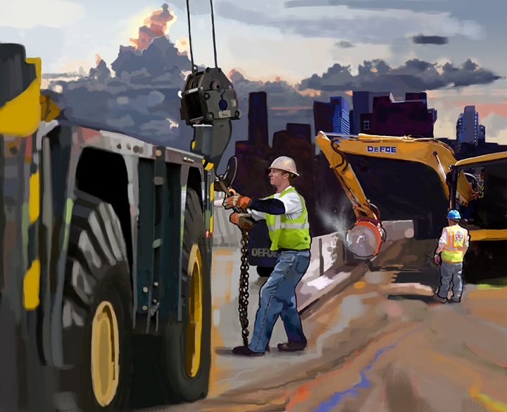 DeFoe Chainman - Construction Fine Art - Paintings & Prints, Vehicles ...