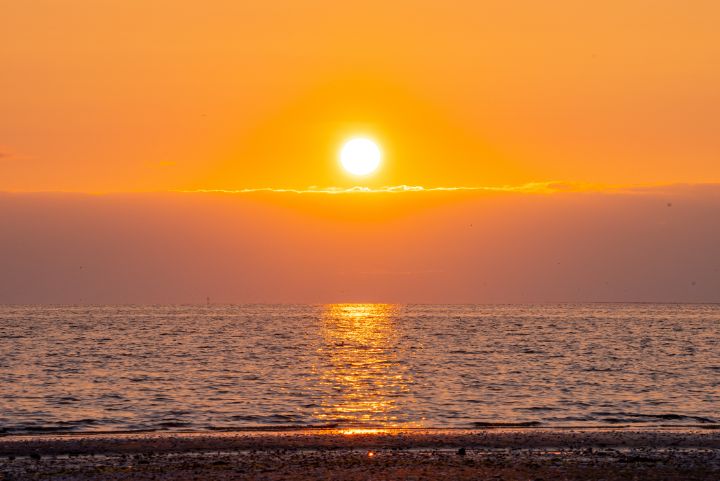 Red Sunset over beach at sea - John Akerman Ozguc - Aquinox Art ...