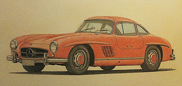Mercedes-Benz 300SL Gullwing - Damautoart - Drawings & Illustration ...