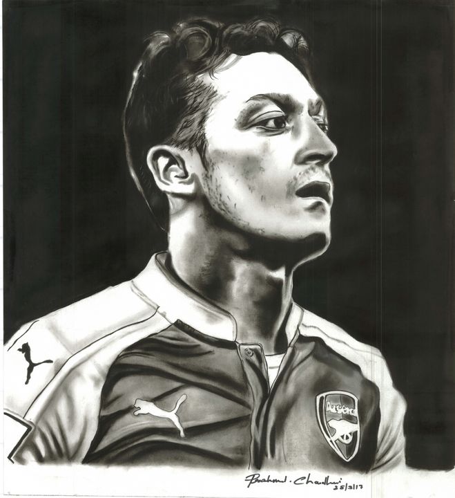 Charcoal painting of Mesut Ozil - Black Art Adda by Prashant Chaudhari ...