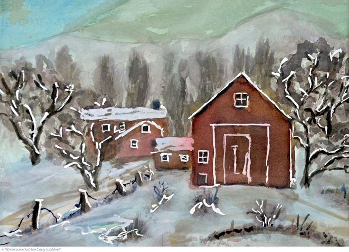 Winter Scene_Red Barn - Gary R. Caldwell | CADesign, Art & Photos ...