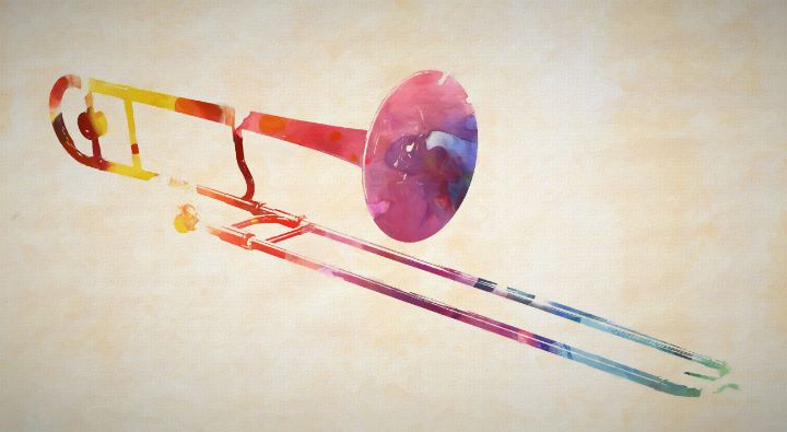 Trombone Watercolor - Mndphoto - Paintings & Prints, Entertainment ...