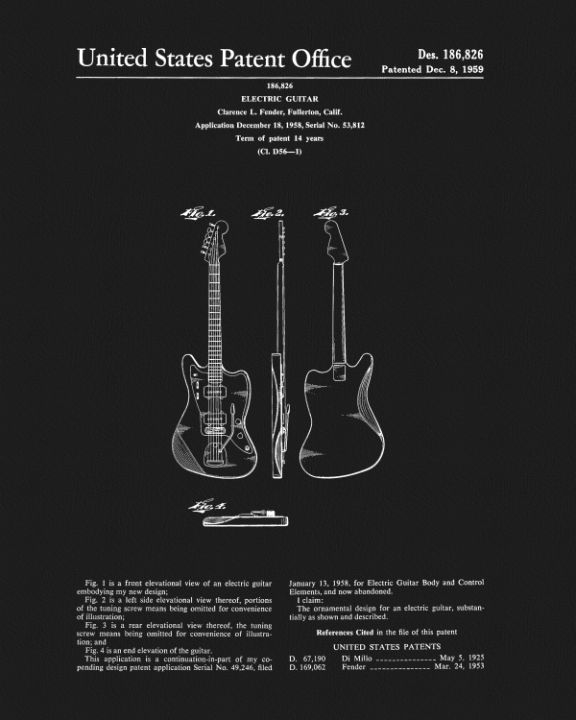 1959 Electric Guitar Patent - Mndphoto - Drawings & Illustration ...