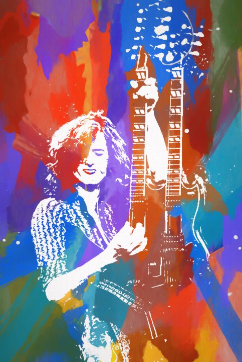 Jimmy Page Color Tribute - Mndphoto - Paintings & Prints, People ...