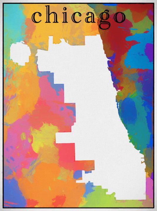 Colorful Chicago Map Design - Mndphoto - Paintings & Prints, Places ...