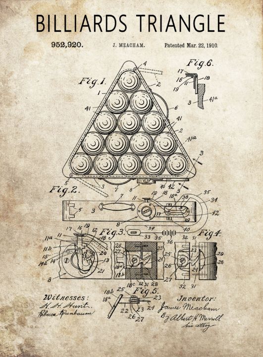 1910 Billiards Triangle Patent - Mndphoto - Drawings & Illustration ...