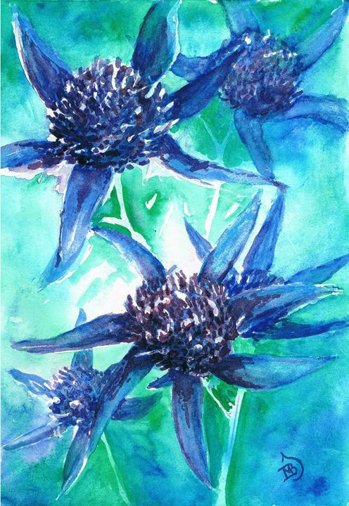 Blue Thistles - mbj-designs - Paintings & Prints, Flowers, Plants ...