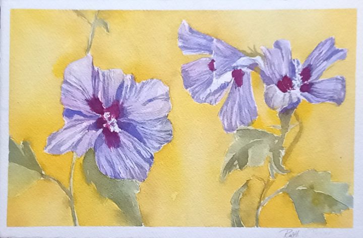 "Purple Hibiscus" - Ruth Tick Originals - Paintings & Prints, Flowers ...