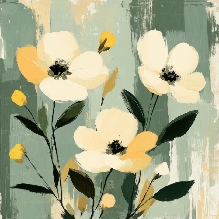 Elegant Floral Art Painting with Yel - LynnoAti - Digital Art & AI ...
