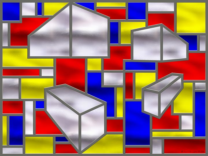 Mondrian Influenced Stained Glass 2 - Michael C Geraghty - Digital Art ...