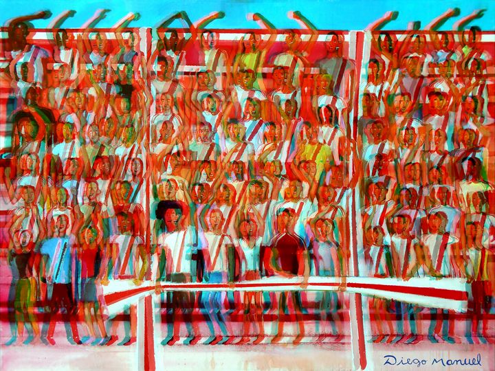 Soccer fans - Diego Manuel Rodriguez - Paintings & Prints, Humor ...