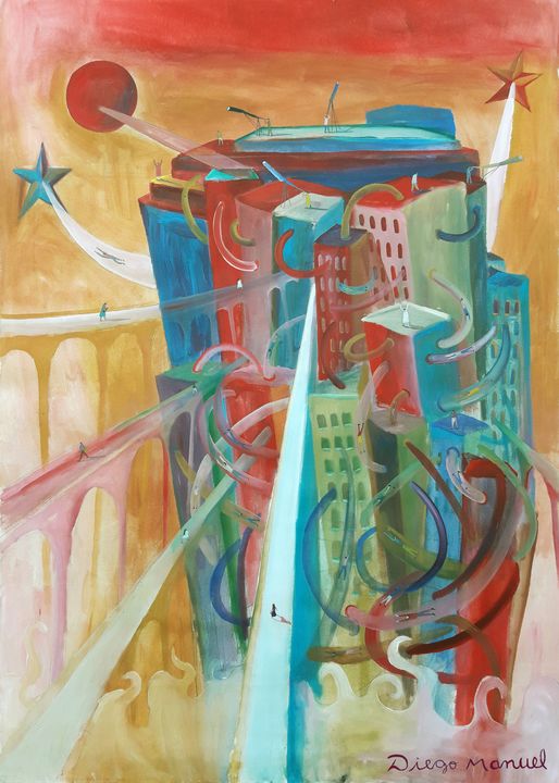 City - Diego Manuel Rodriguez - Paintings & Prints, Buildings ...