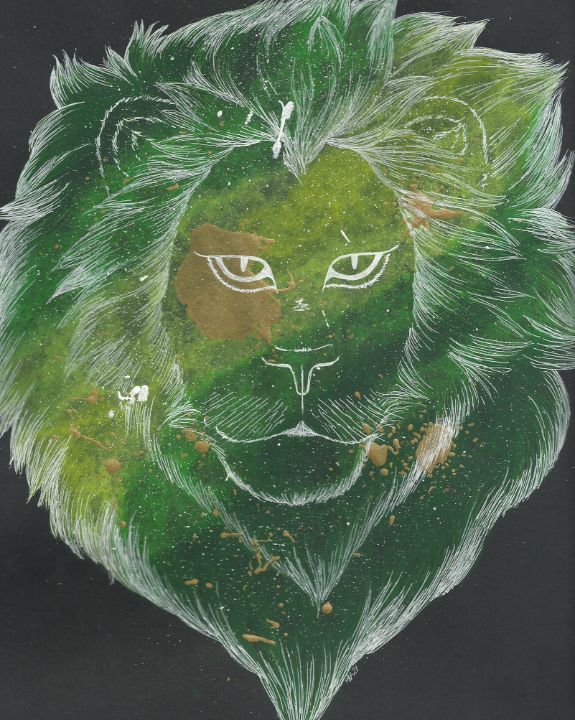 Galactic Green Lion - Elf King Artworks - Paintings & Prints, Fantasy ...