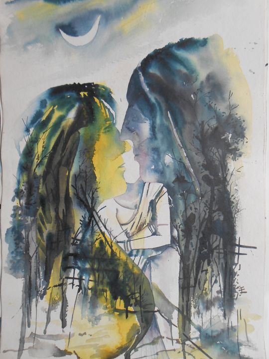 The moon - Roy_all Art Gallery - Paintings & Prints, People & Figures ...