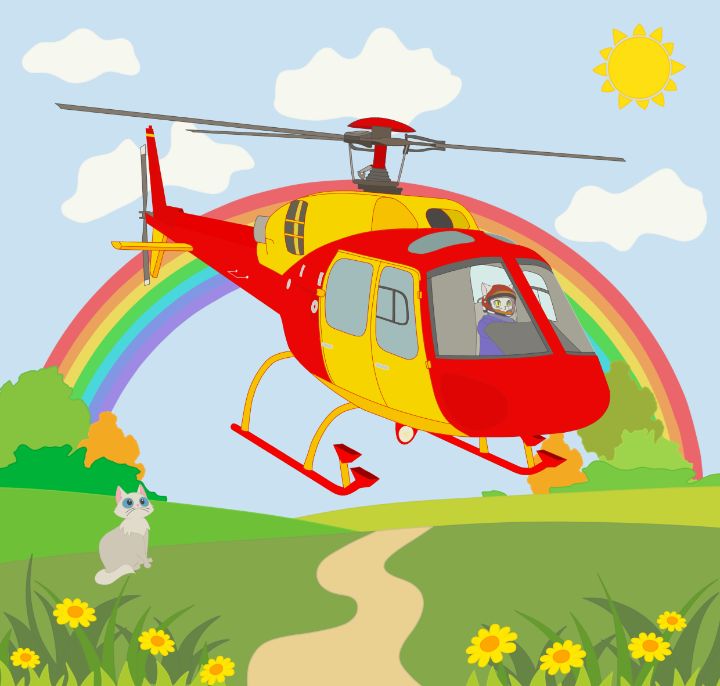 a red-yellow helicopter - AchtungStudio - Drawings & Illustration ...