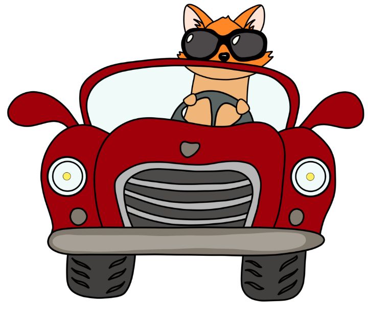 green car with cats at the wheel - AchtungStudio - Drawings ...