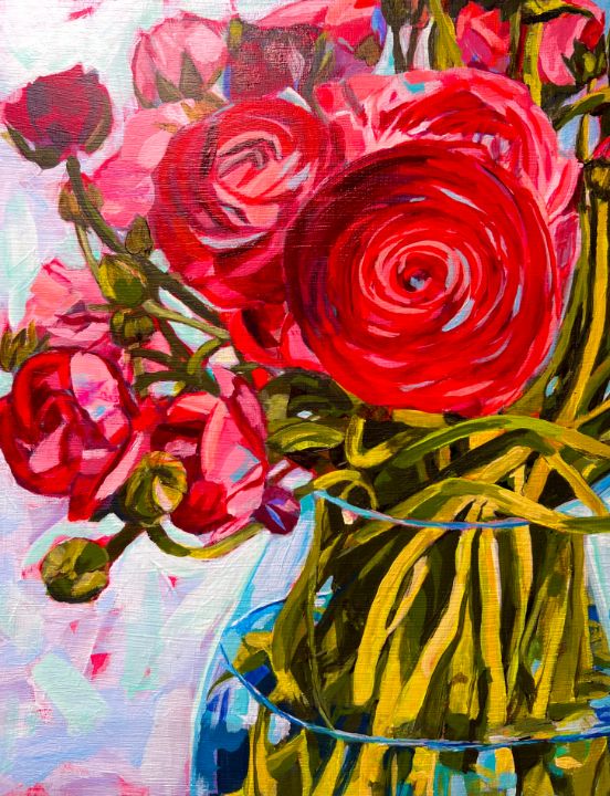 Ranunculus & Roses - Kelly Smith - Paintings & Prints, Flowers, Plants ...