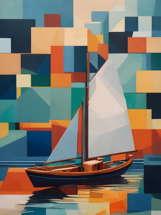 Sail Away - Digital-ai - Digital Art & AI, Abstract, Geometric - ArtPal