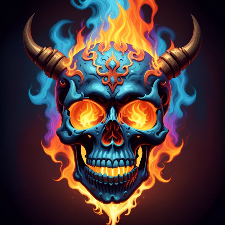 Fantasy Flame Skull - James Games Designs - Digital Art & AI, Fantasy ...