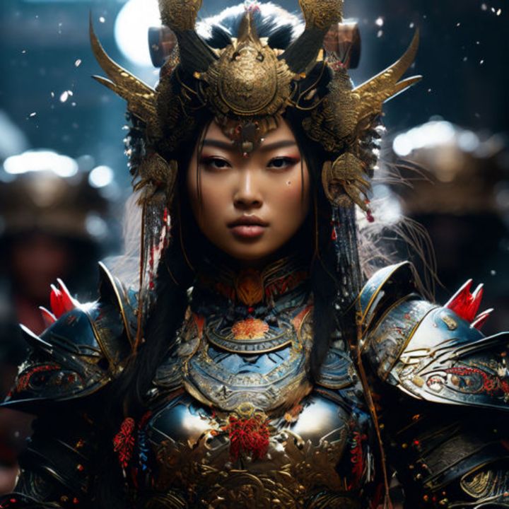 Japanese Female Warrior - Full Moon Digital Products - Digital Art & AI ...