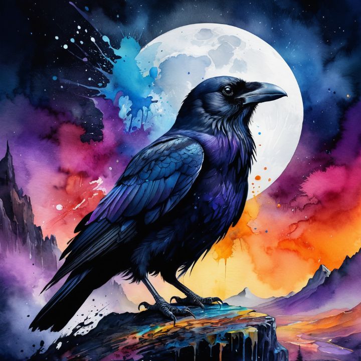 The Beauty of a Raven - Full Moon Digital Products - Digital Art & AI ...