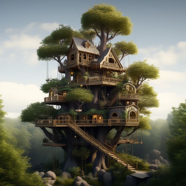 Treehouse - Full Moon Digital Products - Digital Art, Flowers, Plants ...