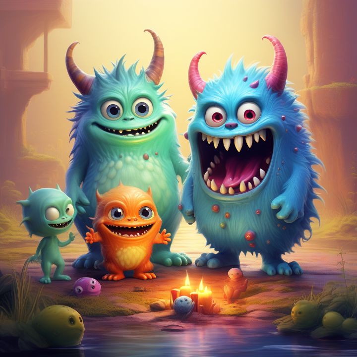 Friendly Monsters - Full Moon Digital Products - Digital Art, Fantasy ...