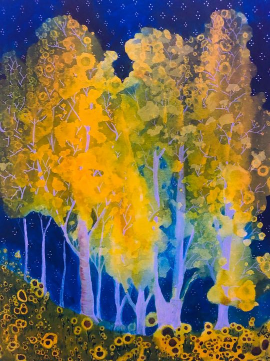 Midnight Garden - Anna Kekesi-Kim - Paintings & Prints, Landscapes ...