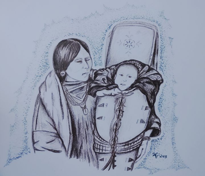 Indigenous Mother and Child - WinterFlowerArt - Drawings & Illustration ...